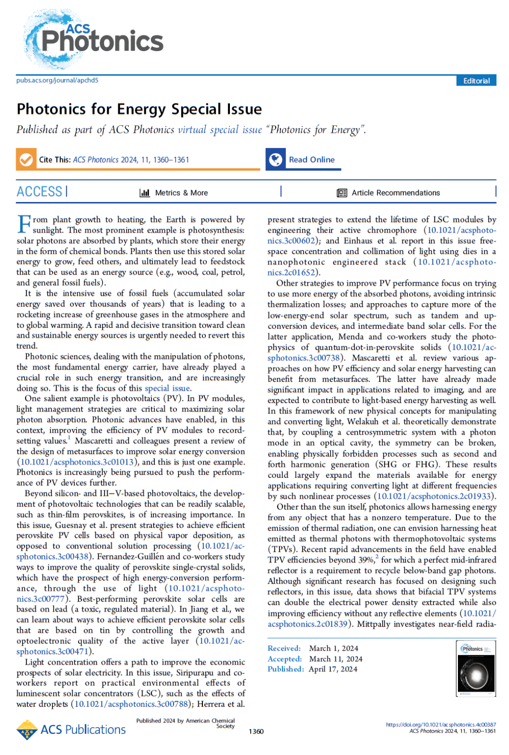 ACS Photonics, 2024 – NanoEnergy